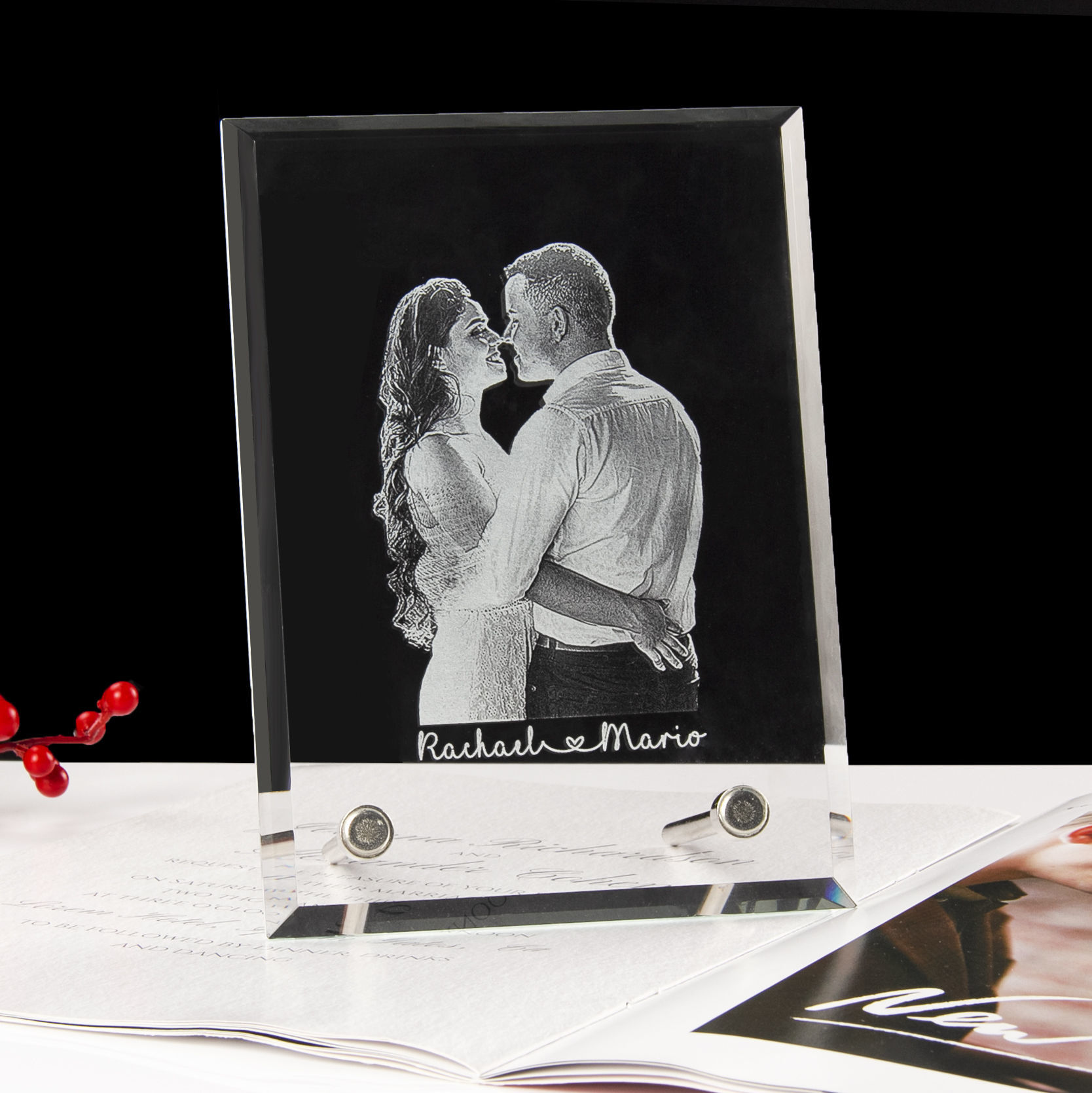 Custom Crystal Photo Frame - Portrait - Personalized Gifts & Engraved ...