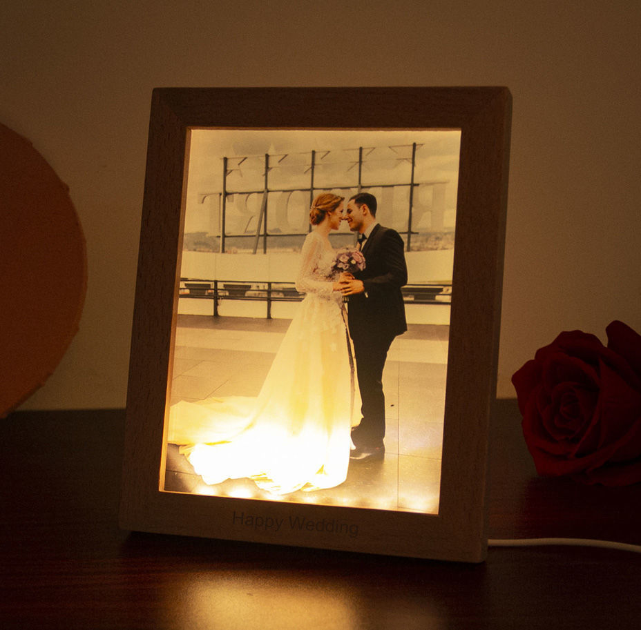 Colorful Personalized Wooden Photo Frame LED Night Lamp With Your ...