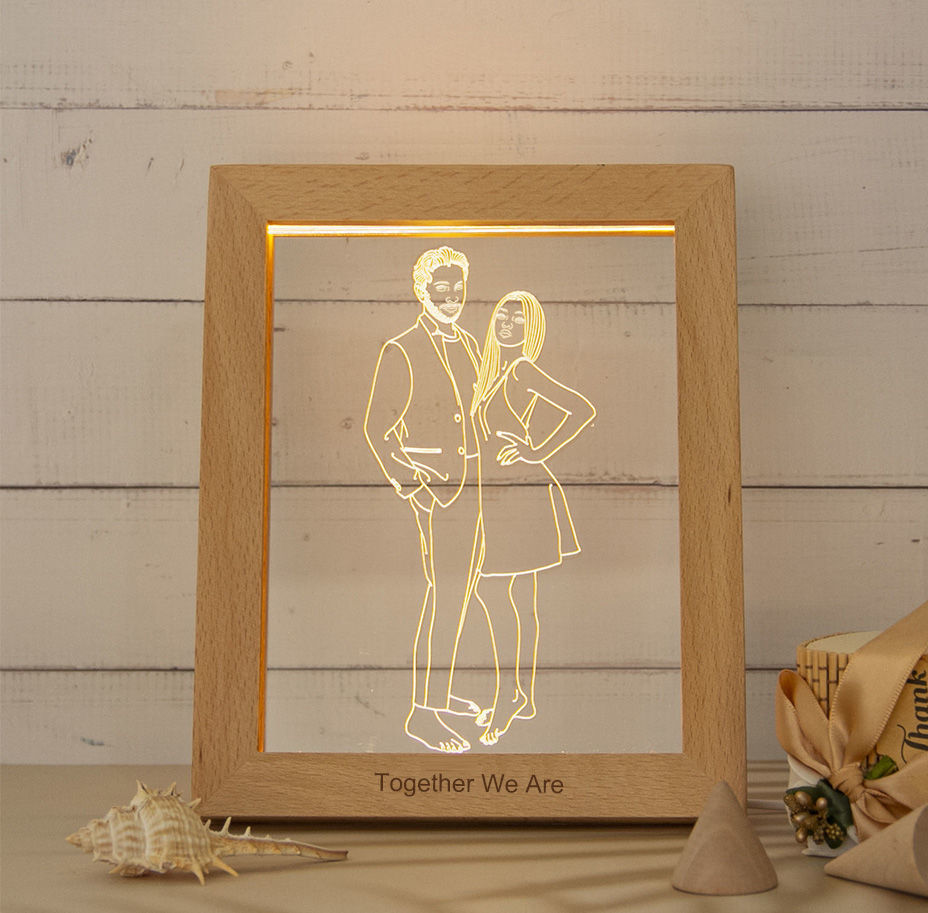Custom Wooden Photo Frame LED Night Lamp - Personalize With Your Lovely ...