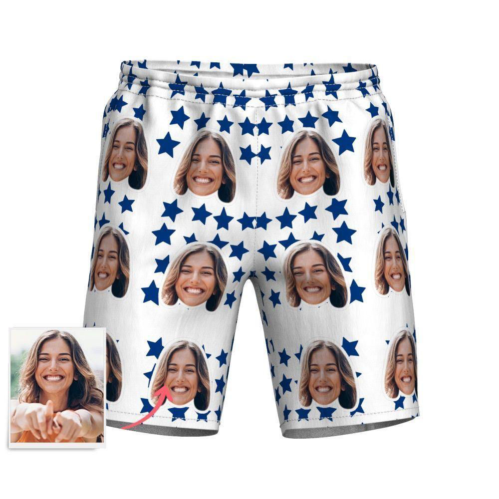 Custom Photo Face Men's Beach Pants - Personalized Face Copy Photo with ...