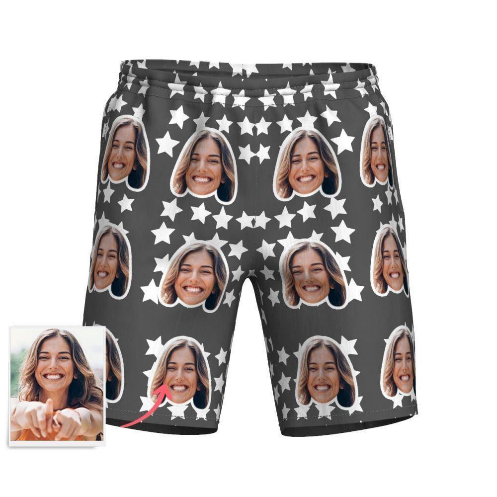 Custom Photo Face Men's Beach Pants - Personalized Face Copy Photo with ...