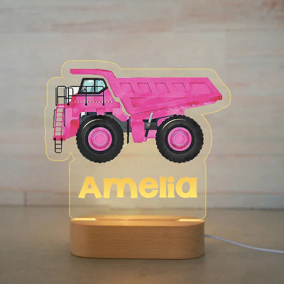 Custom Name Night Light for Kids - Personalized Cartoon Dump Truck ...