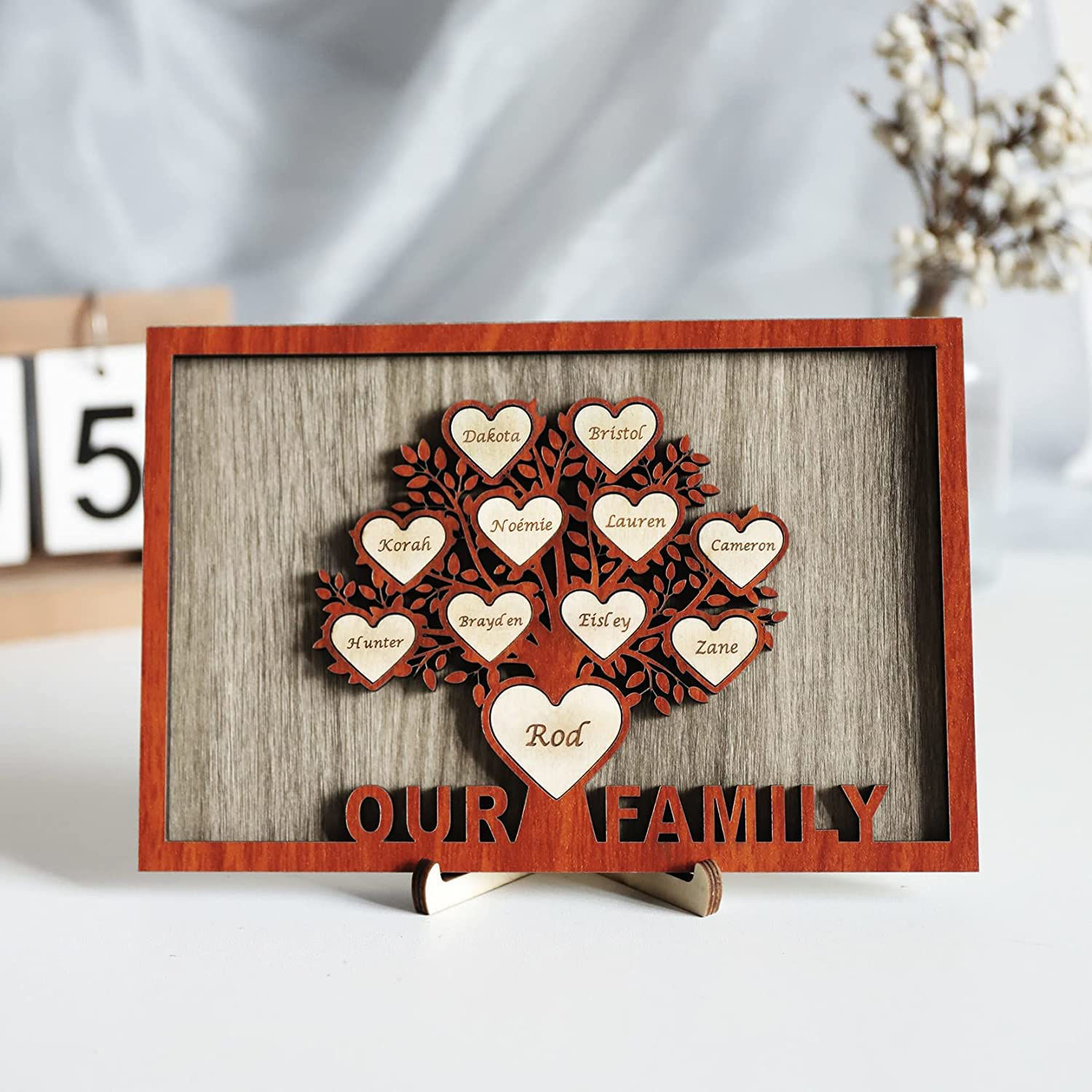Personalized Family Name Board Wood Rustic Ornament - Our Family Tree ...