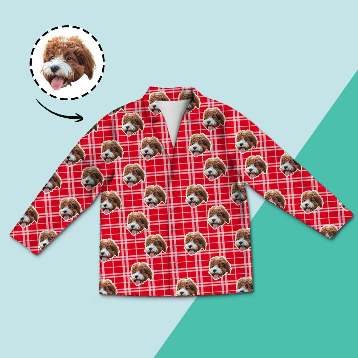 Customized pajamas Customized photo plaid pajamas Customized casual ...