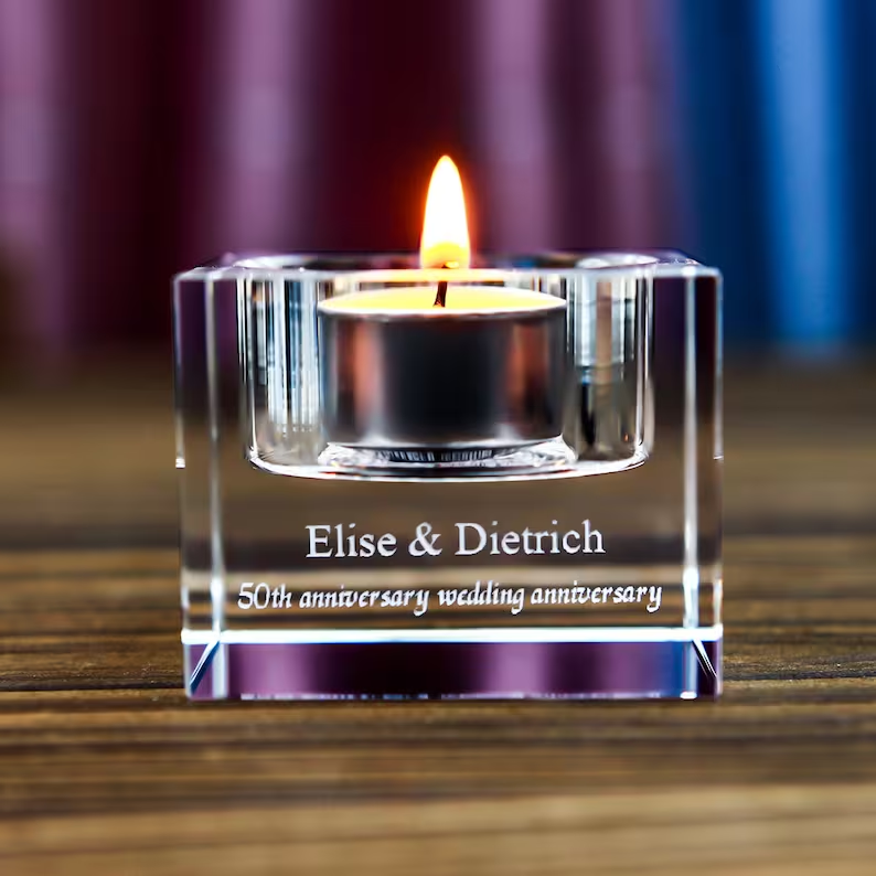 Custom 3D Photo Crystal Candle Holder - Personalized Crystal Candle ...