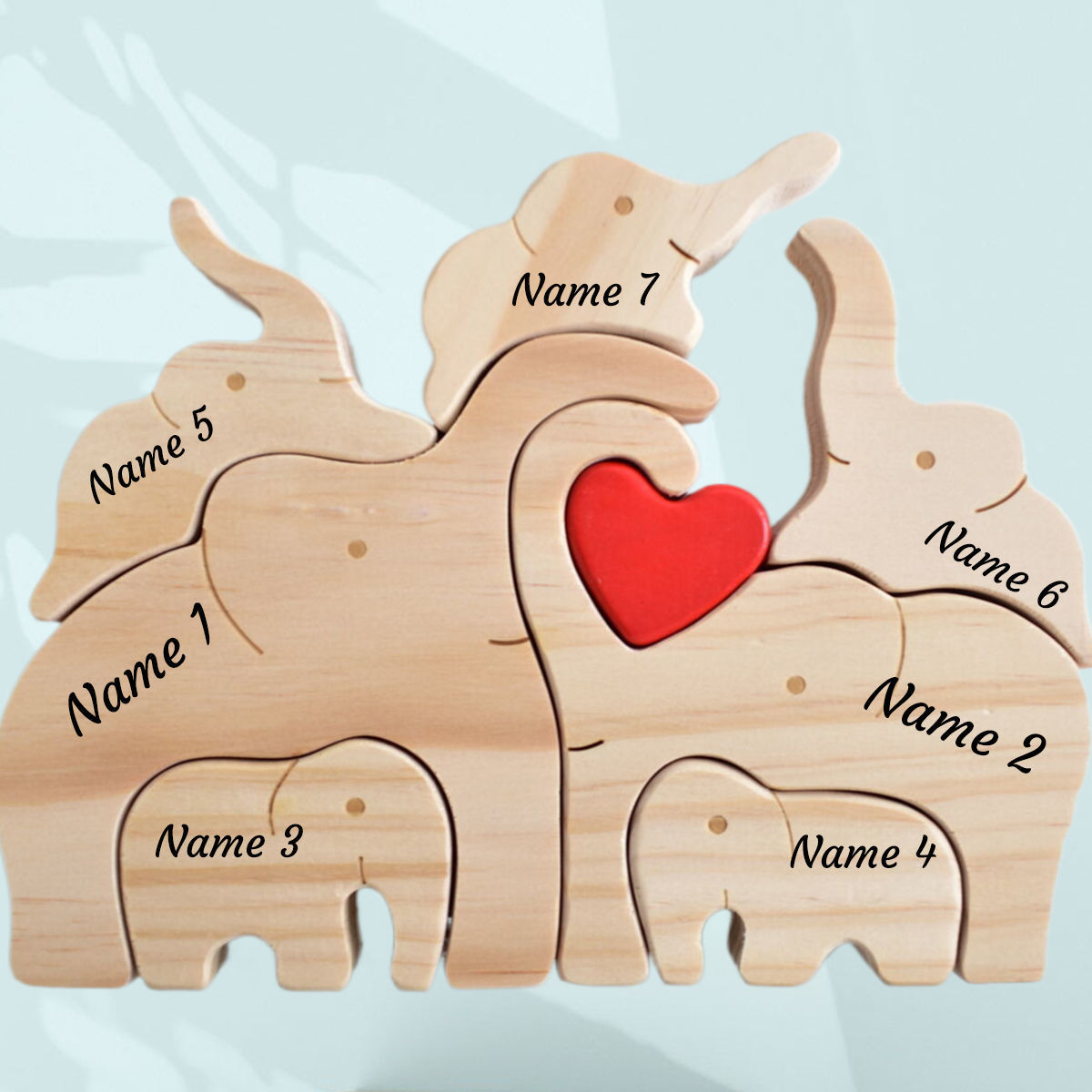 Custom Wooden Elephants Family Puzzle - Personalized Wooden Elephants ...