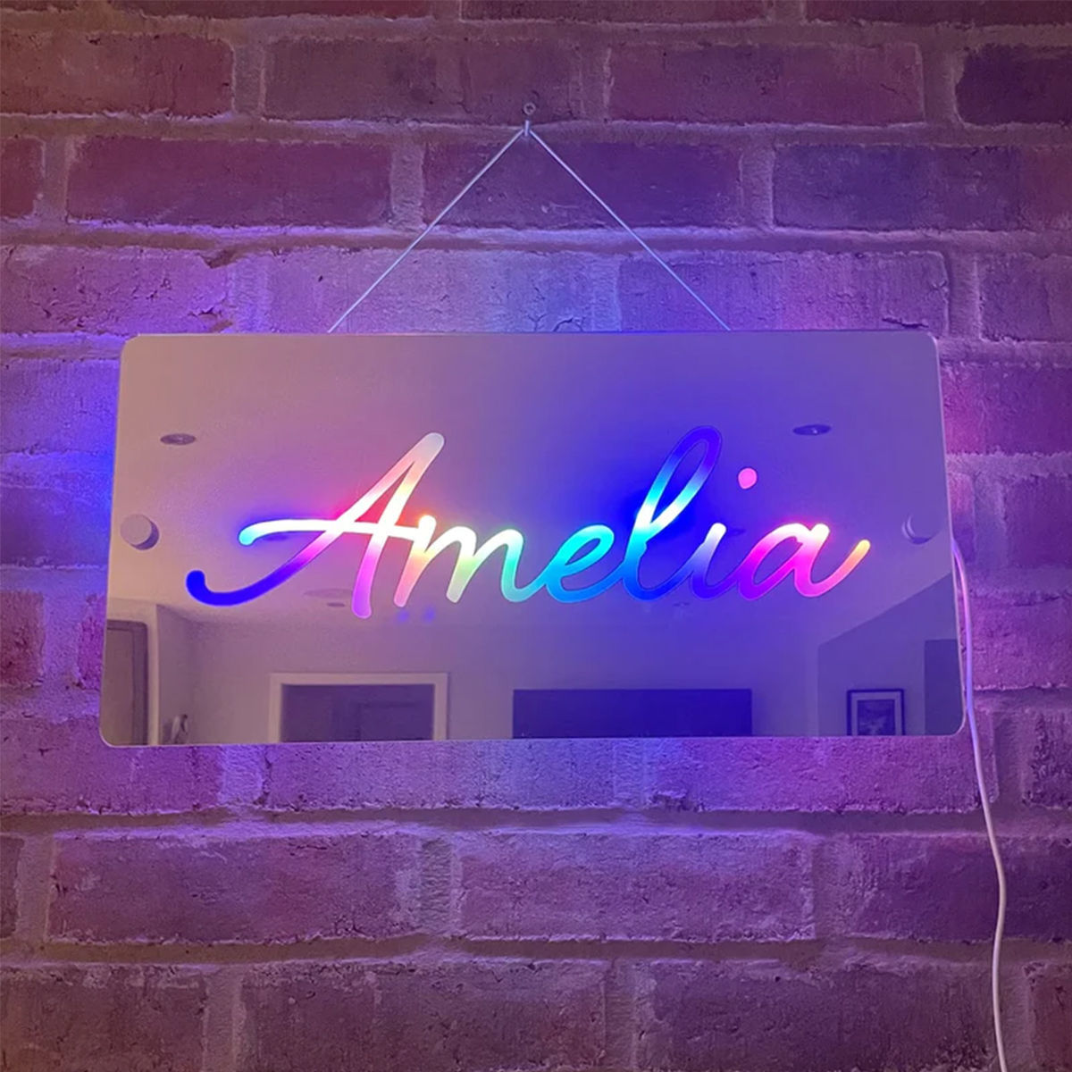 Personalized Name LED Neon Mirror | Customized Illuminated Name Mirror ...