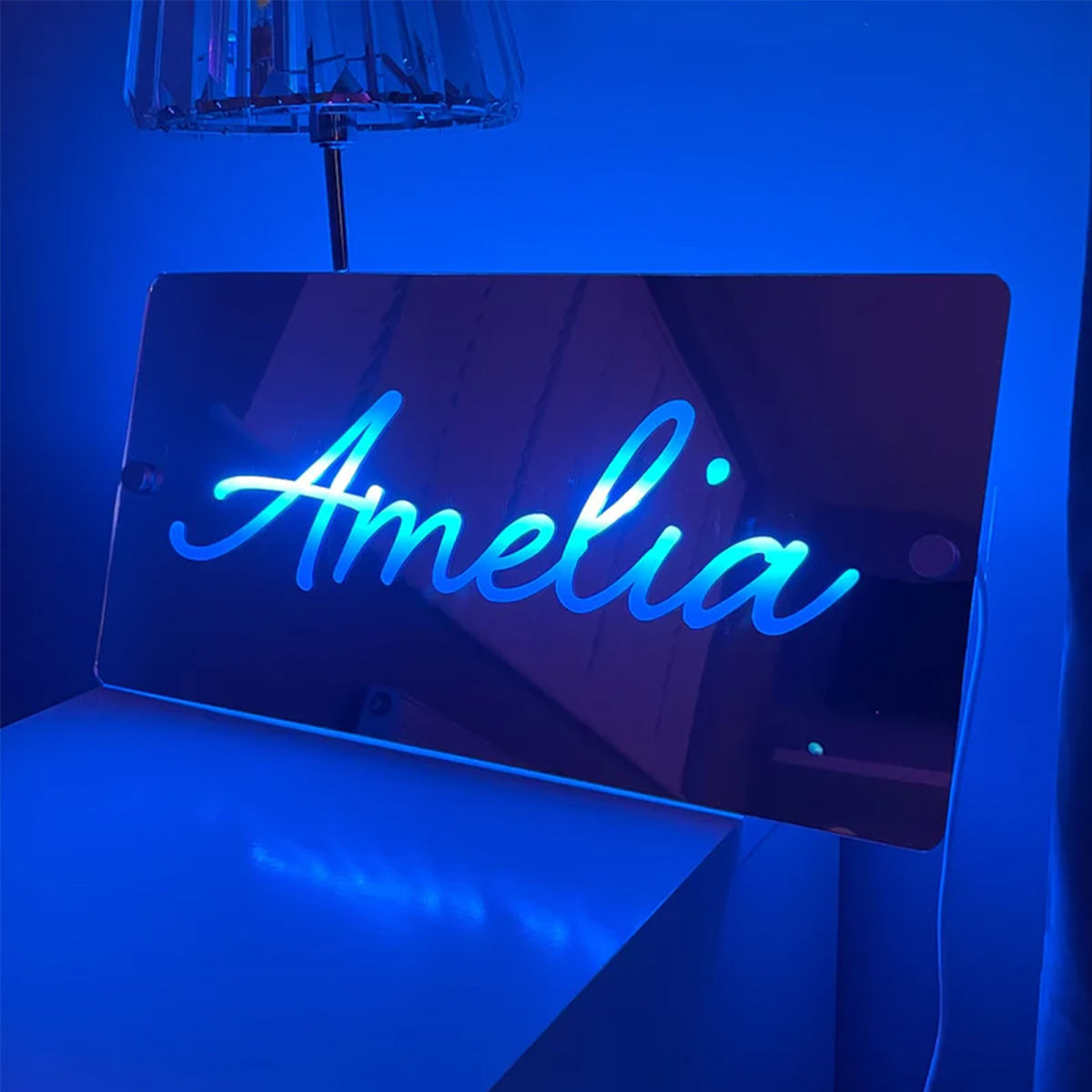 Personalized Name LED Neon Mirror | Customized Illuminated Name Mirror ...