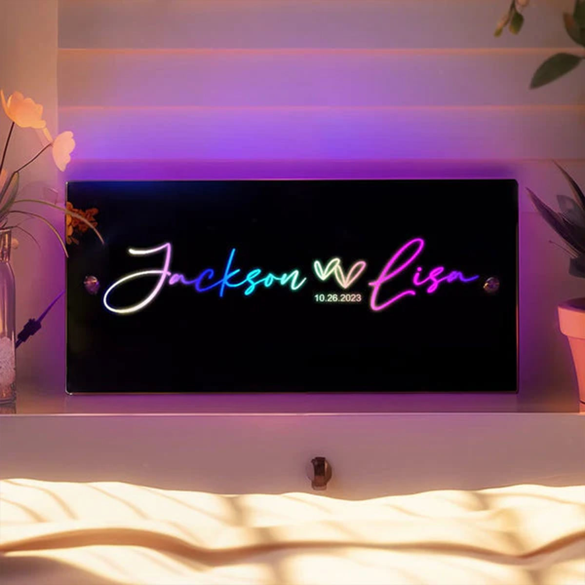 Personalized name LED neon mirror | Customized illuminated name mirror ...