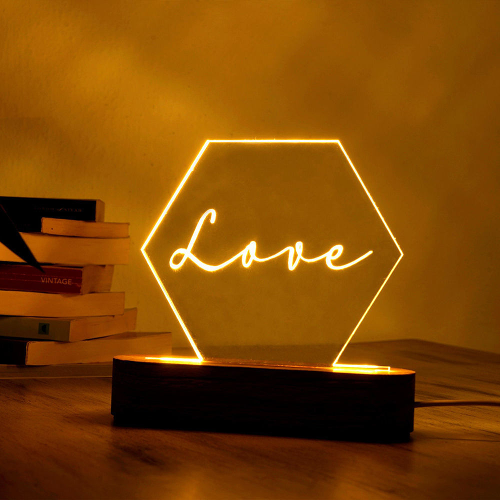 Irregular Shape Hexagon Night Light - Personalize with Custom Text ...