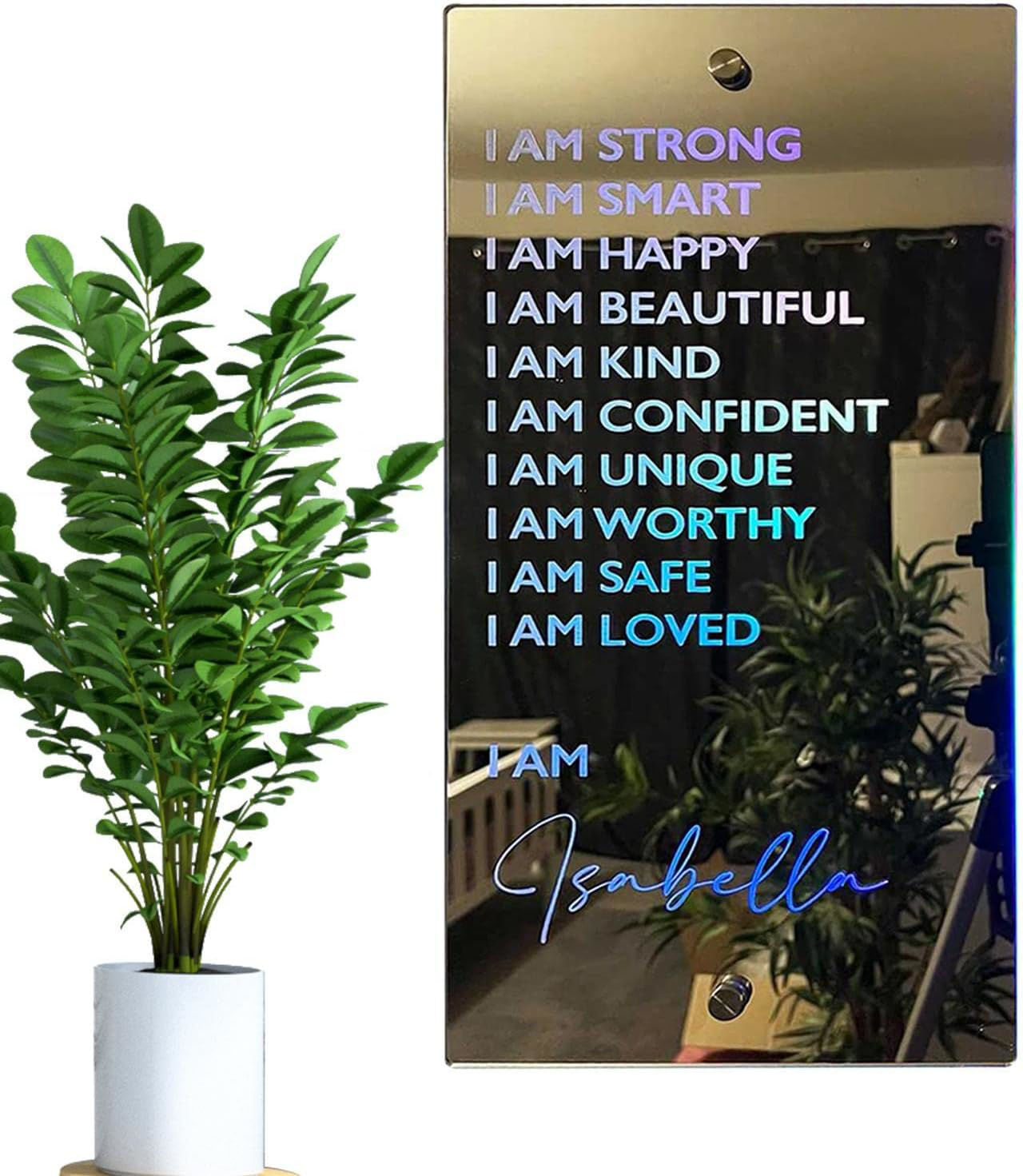 Personalized Name Led Neon Sign Mirror Customized Illuminated Name Mirror Personalized