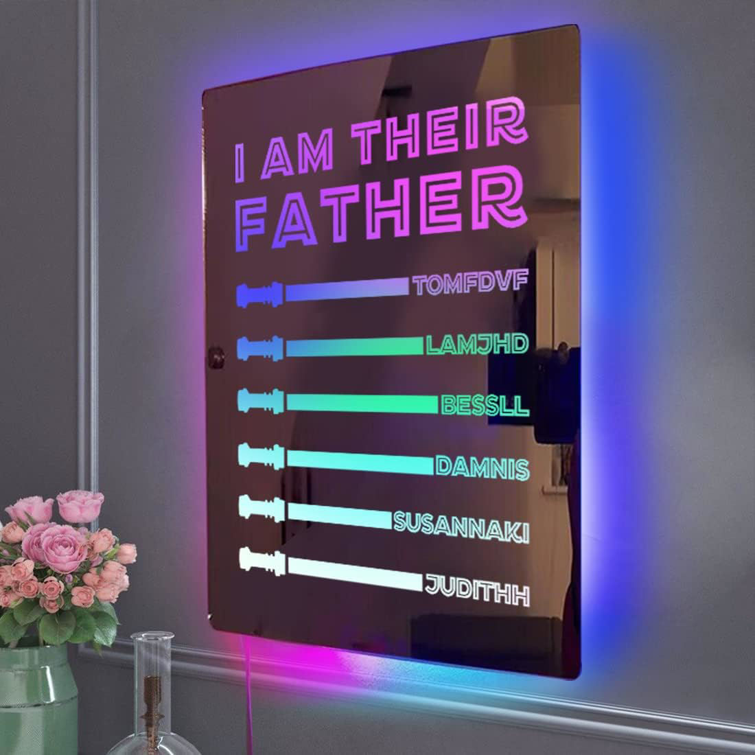 Personalized I Am Their Father LED Neon Mirror - Personalized Kids ...