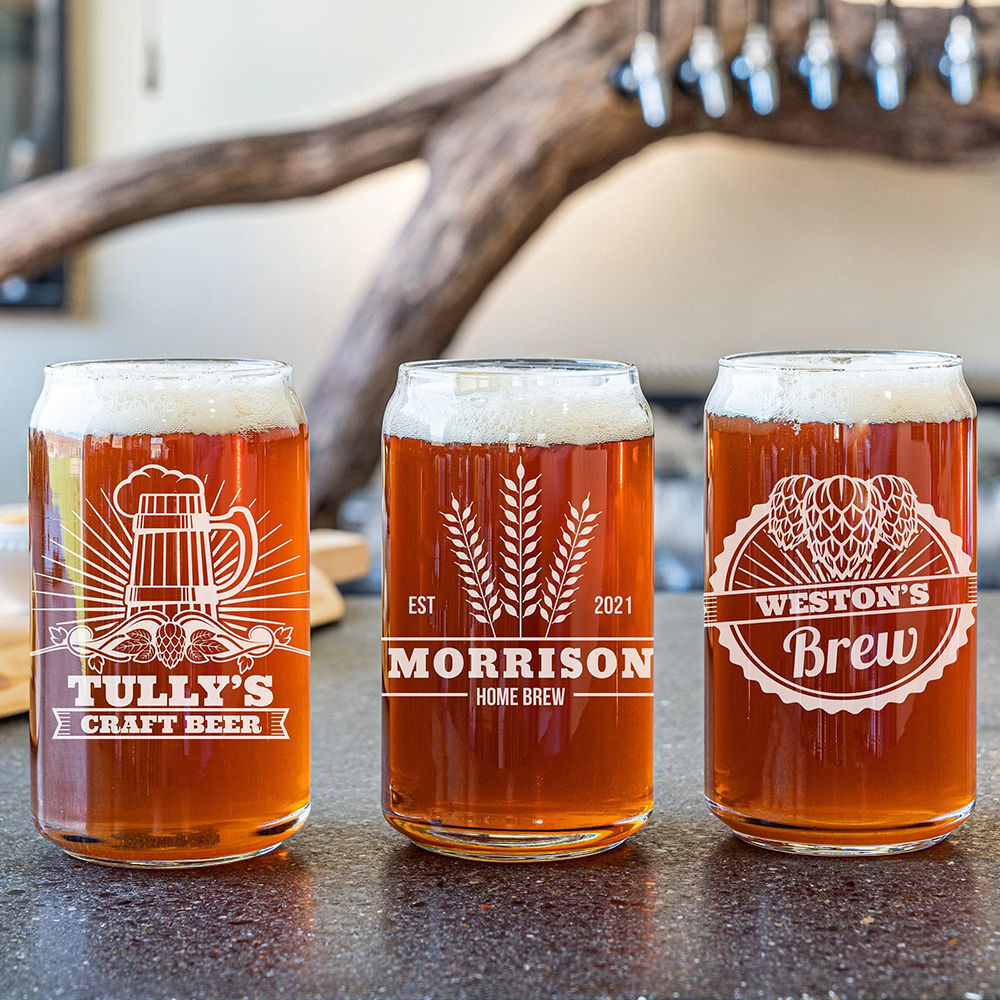 Custom Beer Can Logo Glass Cup - Personalized Glass Cup with Your Logo ...